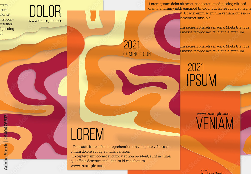 Flyer Layout with Paper Cut Craft Wavy Layered Texture Stock Template ...