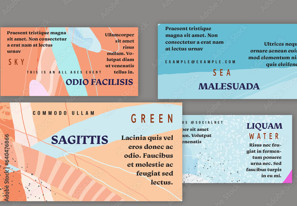 Web Banner Layout Overlapping Blobs Textured With Spots And Lines Stock ...