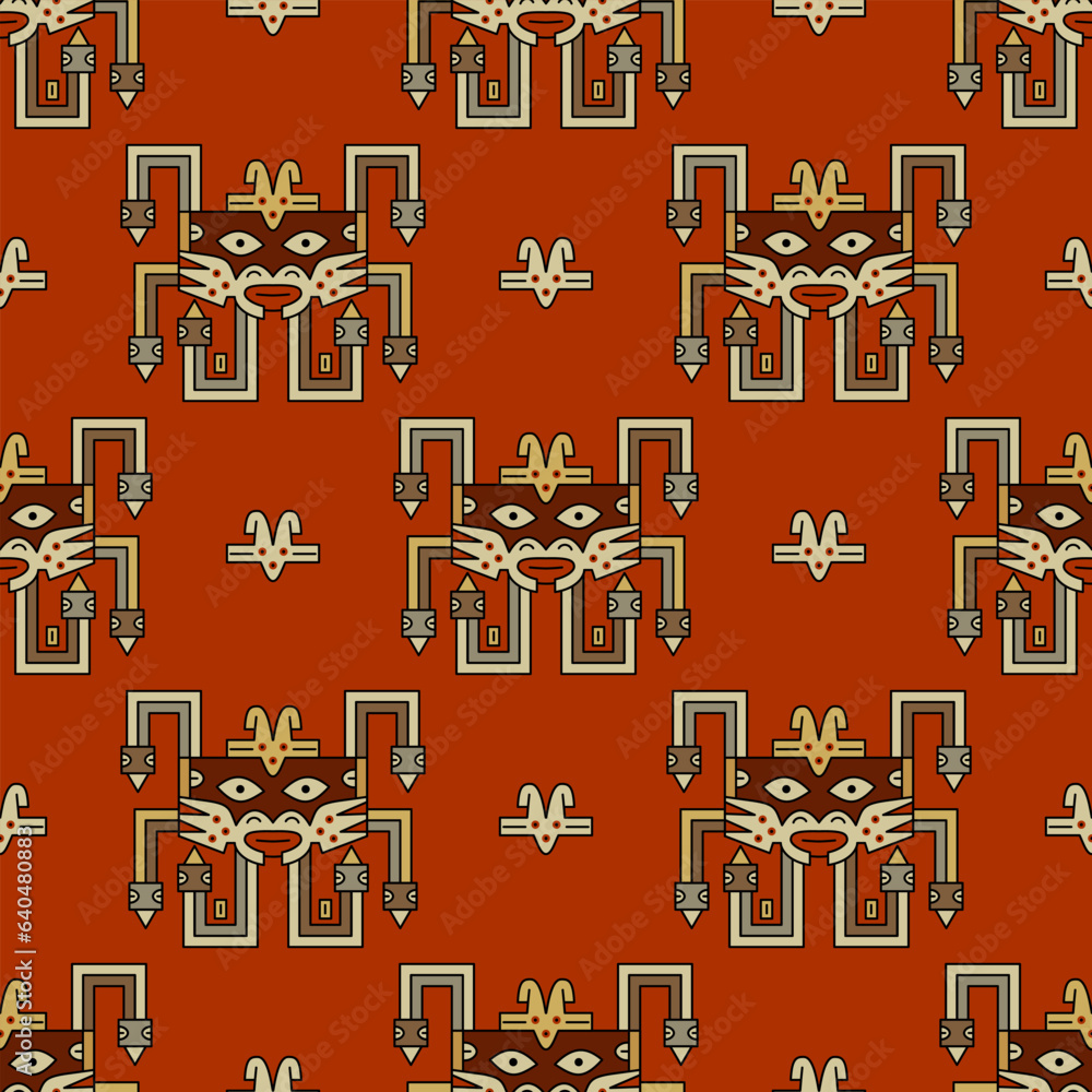 Seamless geometrical ethnic pattern with tribal motifs. Ornament of ...