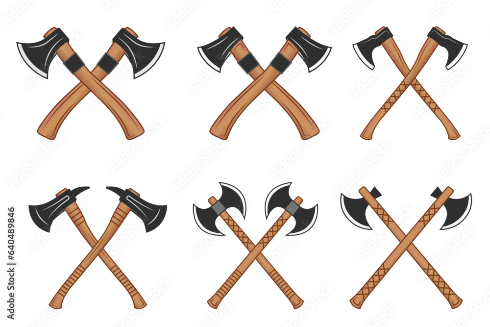 Cross Axe Clipart Bundle, Cross Axe Vector Bundle, Cross Woodcutter ...