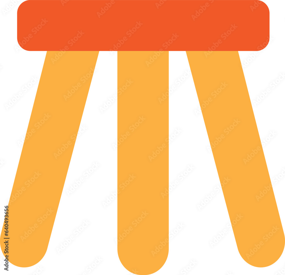 yellow flat stool with three legs. Colorful three legged stool isolated ...