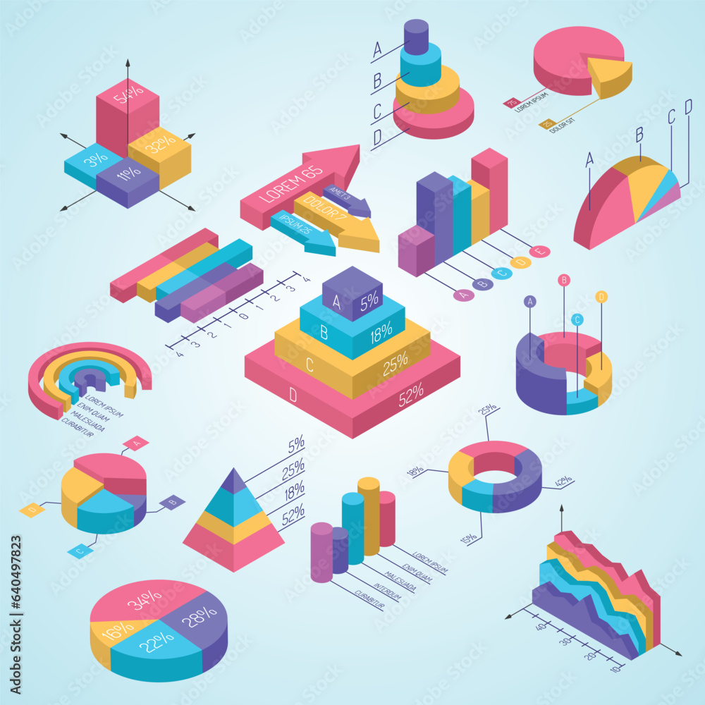 isometric diagrams infographic set Stock Vector | Adobe Stock