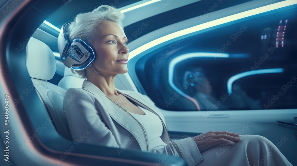 People ride in a self-driving car controlled by an artificial ...