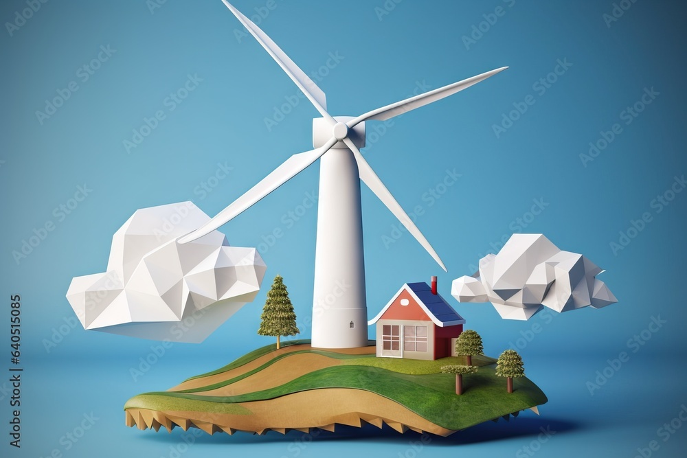 premium podium power square energy wind mill blue concept layers wind ...