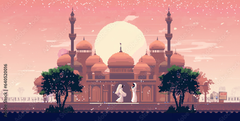 pixel art an islamic background for a wedding card hd wallpaper Stock ...