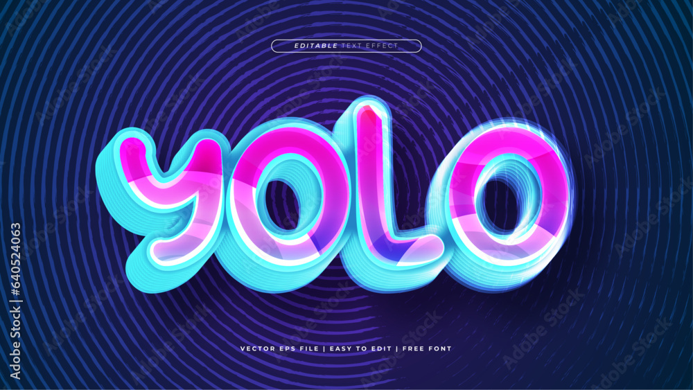 YOLO Modern text effect template with 3d bold type style and retro ...