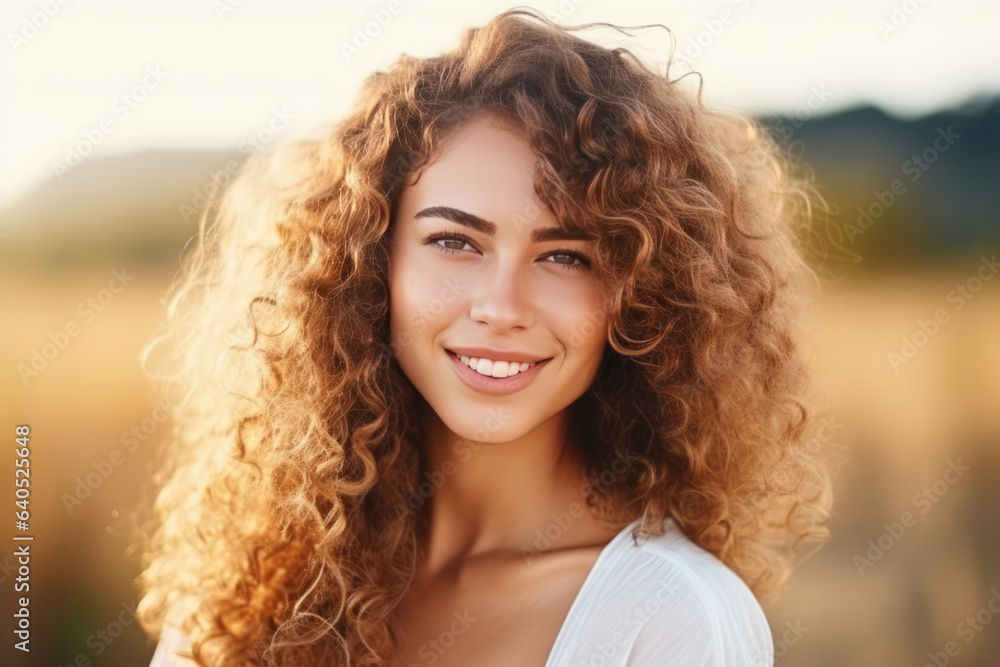 Charming Young Woman Model Natural Background . Сoncept Modern Beauty ...