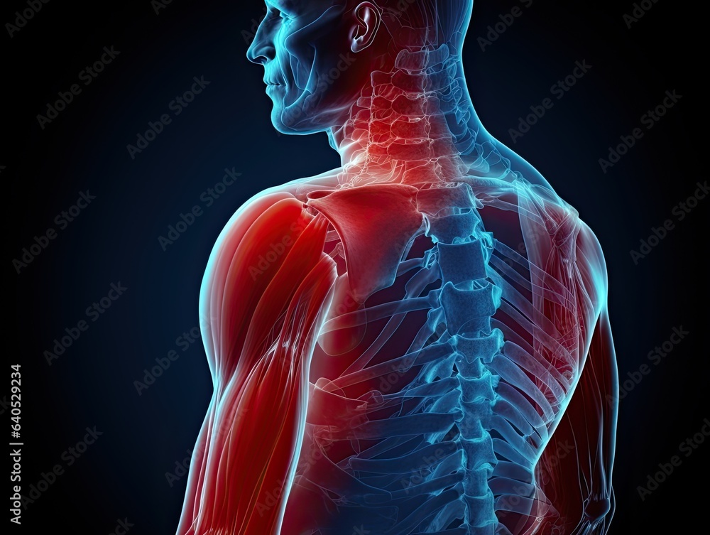 X-ray of a sore shoulder joint with rheumatism. Painful shoulder bone ...