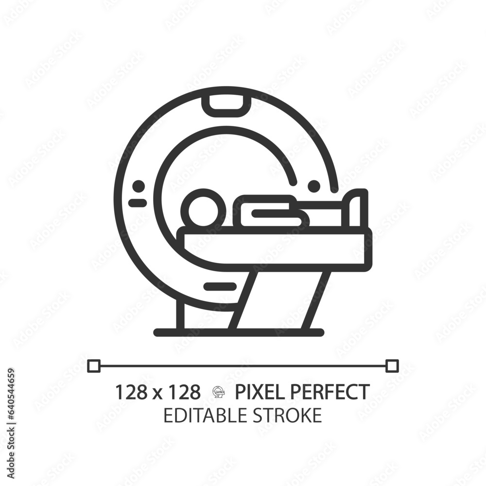 Ct scan pixel perfect linear icon. Medical imaging. Radiology doctor ...