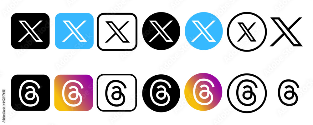 Twitter X logo. Threads logo. twitter new logo. Instagram threads logo ...