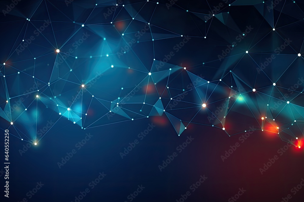 Abstract blue polygonal space low poly dark background with connecting dots and lines ...