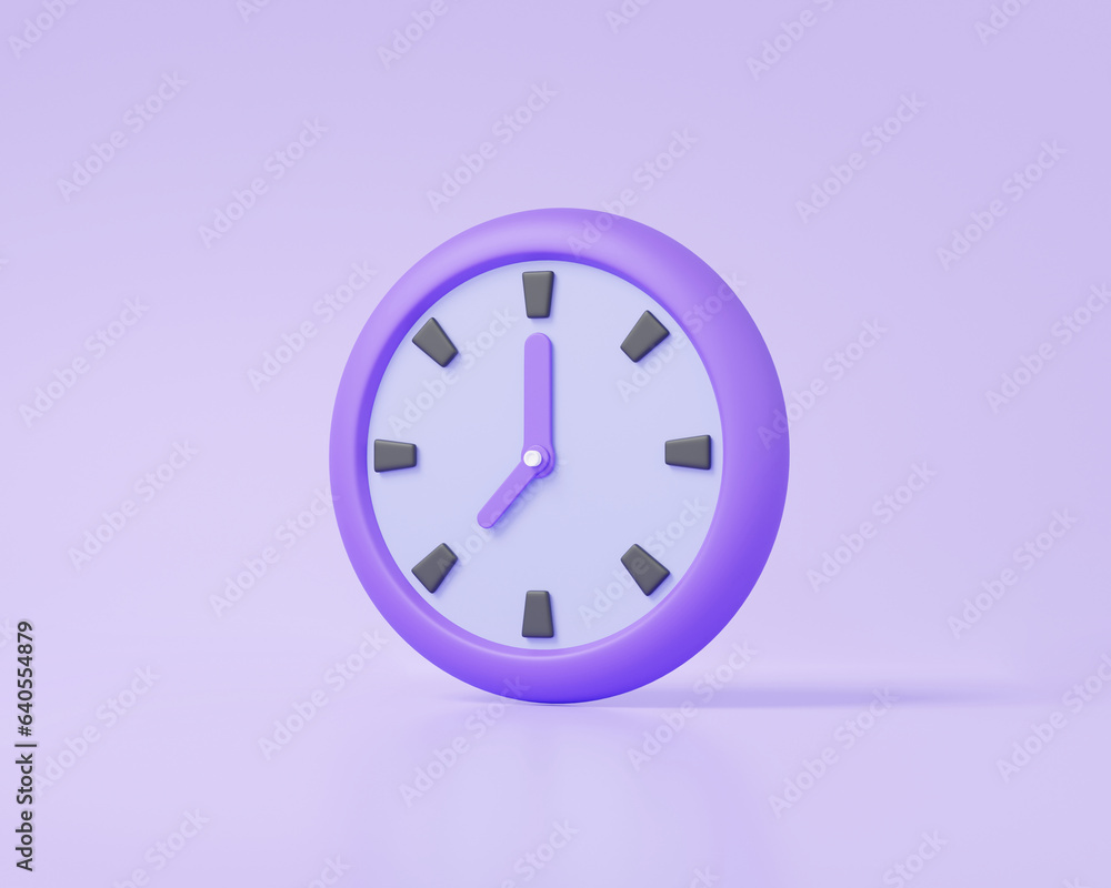 Retro purple clock icon analog telling time Pointer 8 o'clock isolated ...