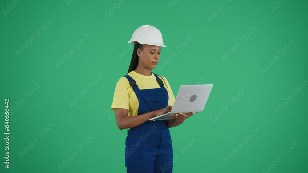 Medium green screen isolated chroma key video of a dark-skinned young ...