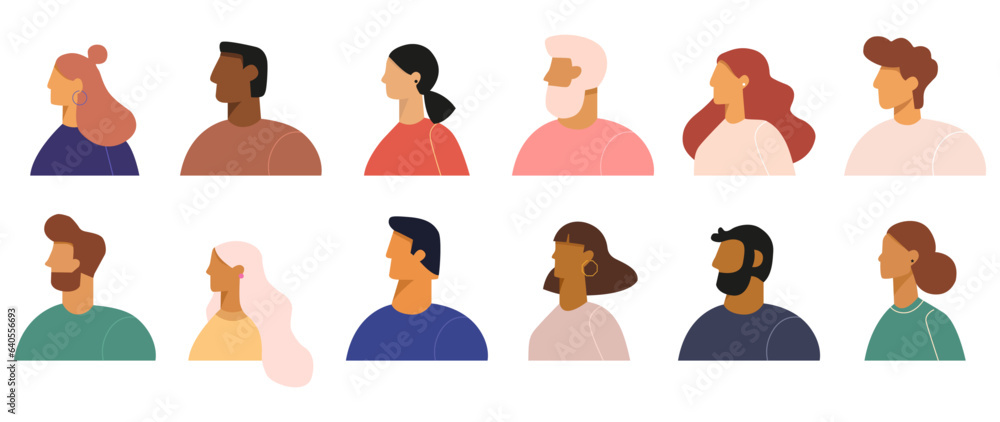Vector flat illustration. Men and women in different styles. Avatar ...