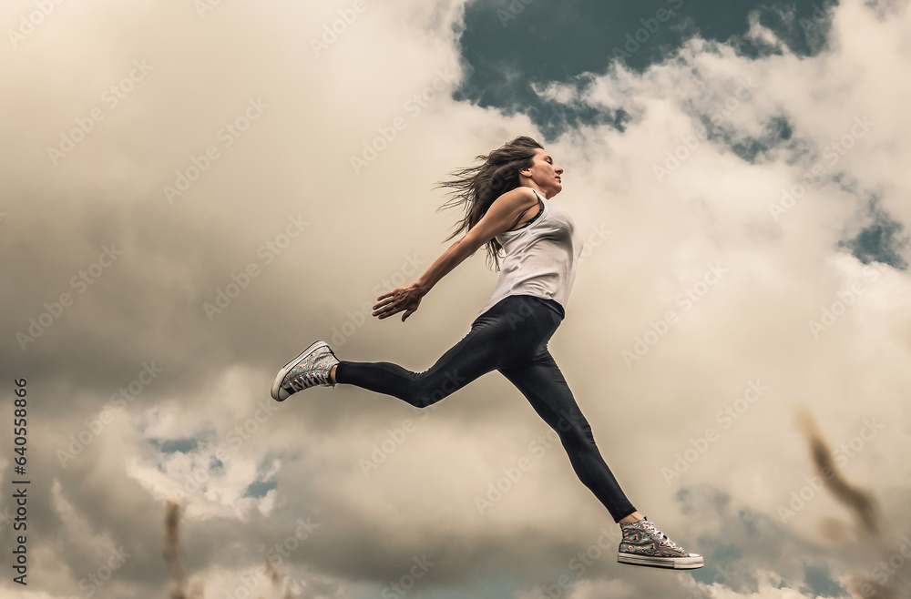 Aspirations, challenges, dreams - concept. The young woman was enjoying ...