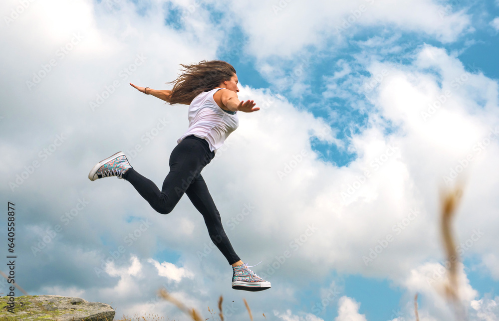 Aspirations, challenges, dreams - concept. The young woman was enjoying ...