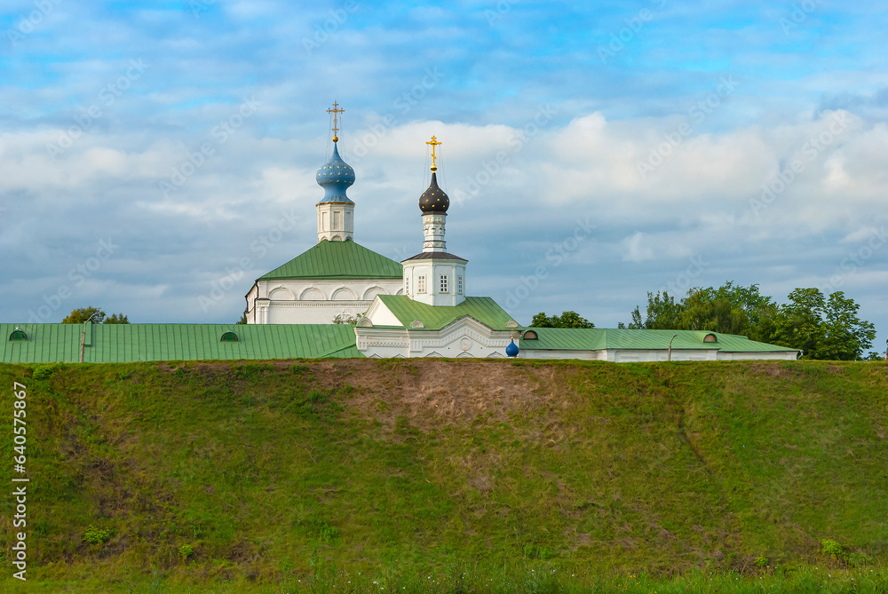 Ryazan. Russia. Earthen rampart against the background of the temples ...