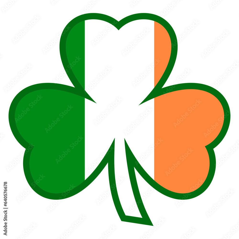 Logo del día de San Patricio. Silueta de shamrock de 3 hojas lineal con ...