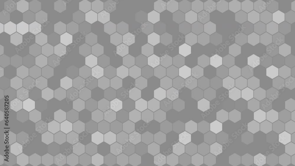 Gray flat animated background of blinking hexagons. Animation grid of ...