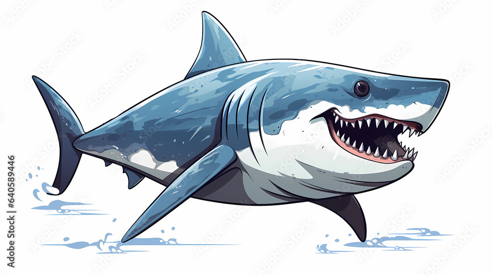 hand drawn cartoon shark illustration Stock Illustration | Adobe Stock