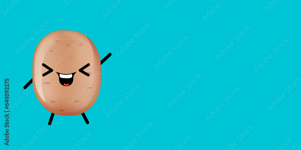 vector funny cartoon cute tiny brown smiling potato character isolated ...