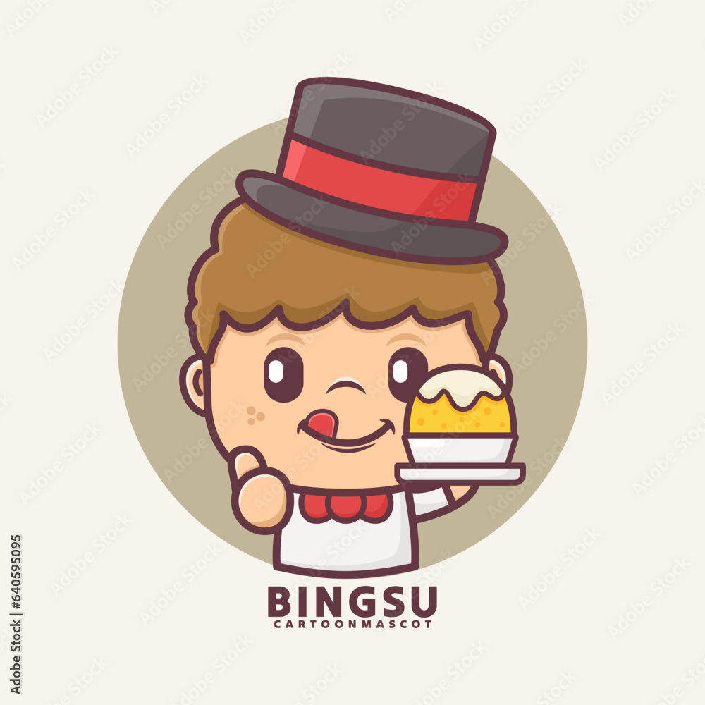 cartoon mascot with bingsu. vector illustrations with outline style ...