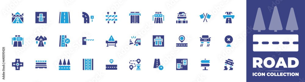 Road icon collection. Duotone color. Vector and transparent ...