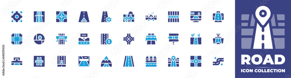 Road icon collection. Duotone color. Vector and transparent ...
