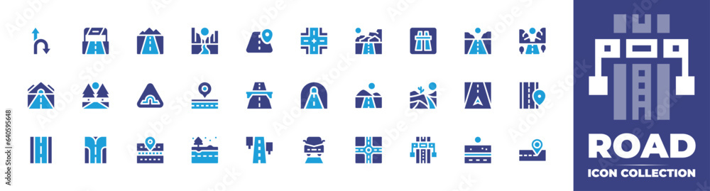 Road icon collection. Duotone color. Vector and transparent ...