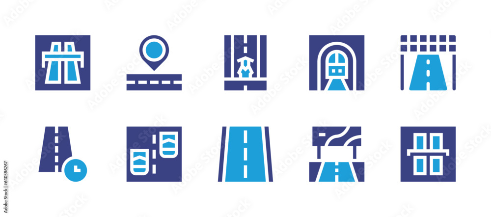 Road icon set. Duotone color. Vector illustration. Containing road ...