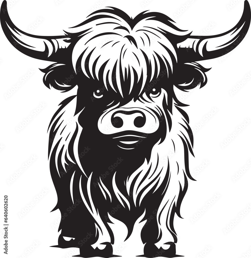Cute Highland cow icon, Funny Highland cow, Vector Illustration, SVG ...