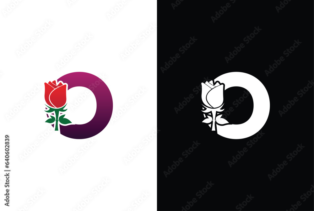 Initial O Rose logo. Letter O with rose for beauty and fashion logo ...