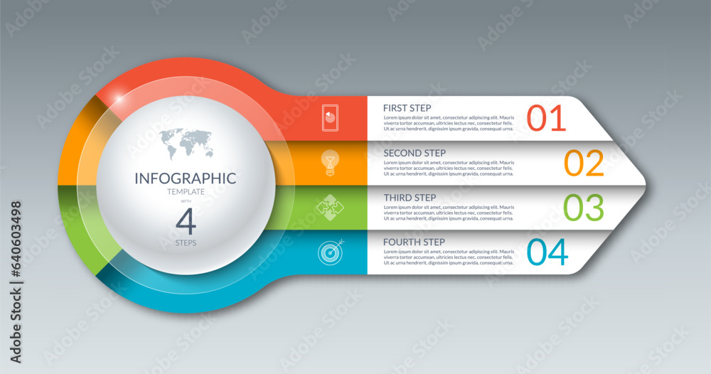 Infographic template with 4 steps, options, parts. Can be used for ...