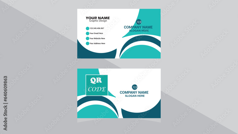 Modern blue business card background, Business card design blue and ...