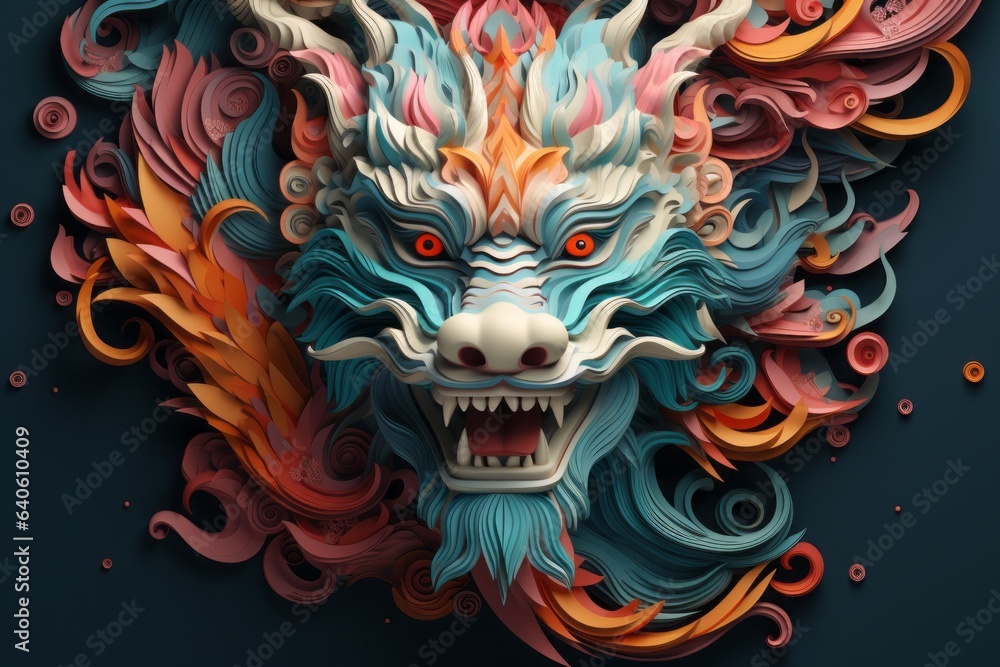 Abstract dragon as a symbol of the year 2024. Background, top images ...