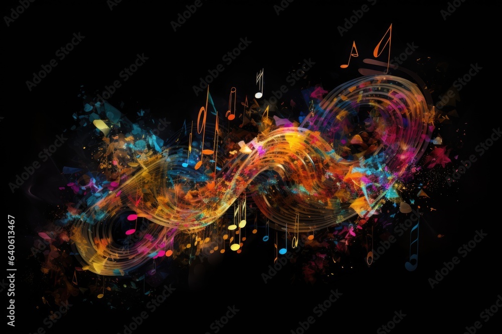 World music day. Abstract composition of musical notes and symbols ...