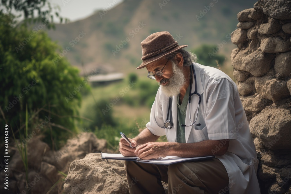 A doctor providing medical care in a remote or underserved area ...