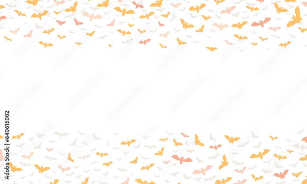 spooky bat border frame background confetti colorful flying bats ...