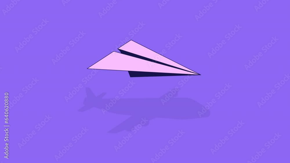 Flying paper airplane casting shadow lo fi animated cartoon background ...