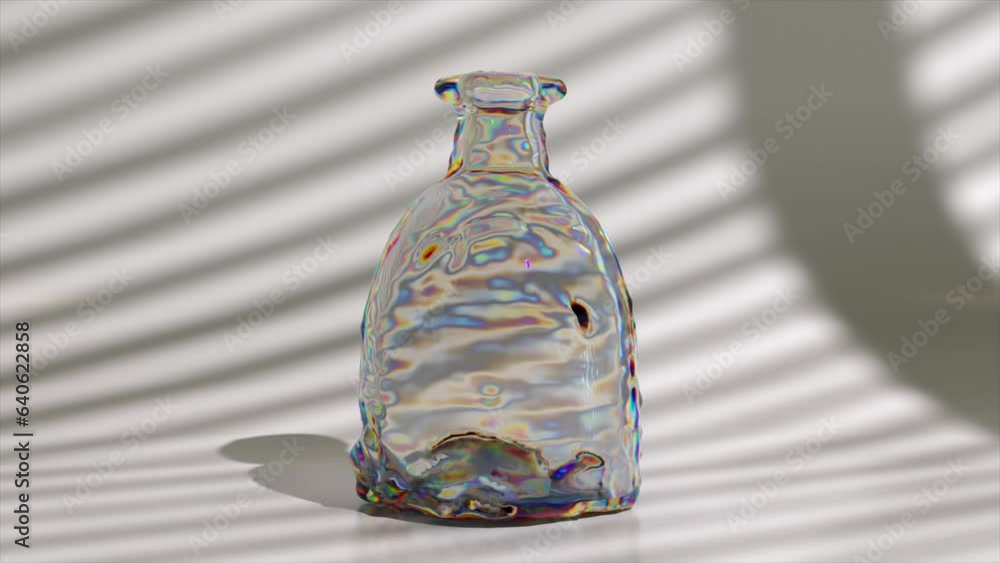 Vidéo Stock A ceramic vase turns into a rainbow glass vase on a light ...