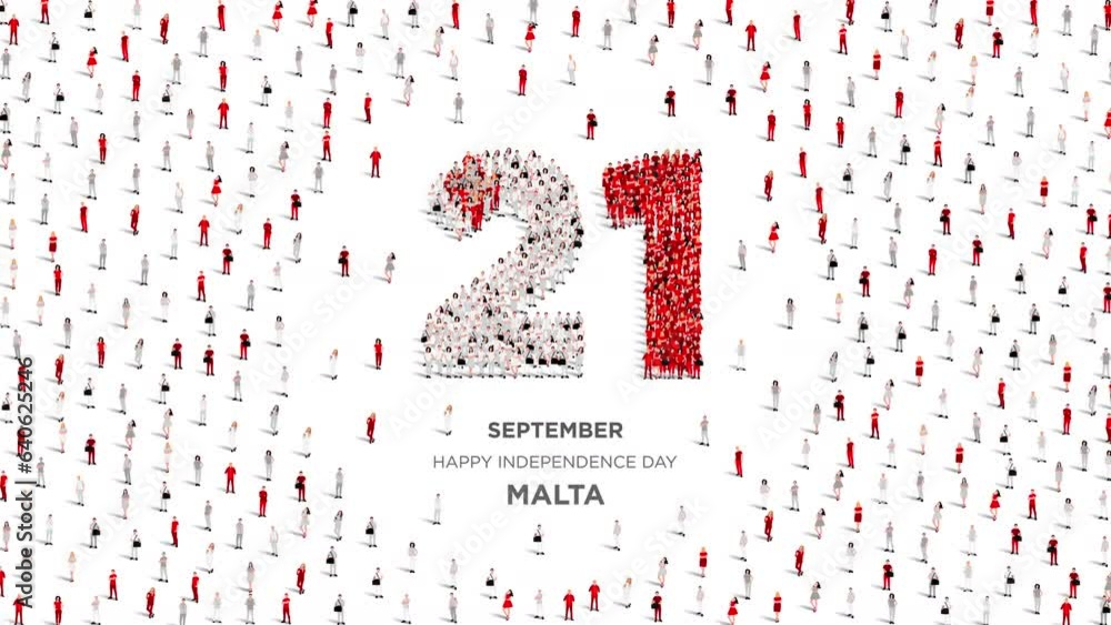 Happy Independence Day Malta. A large group of people form to create ...