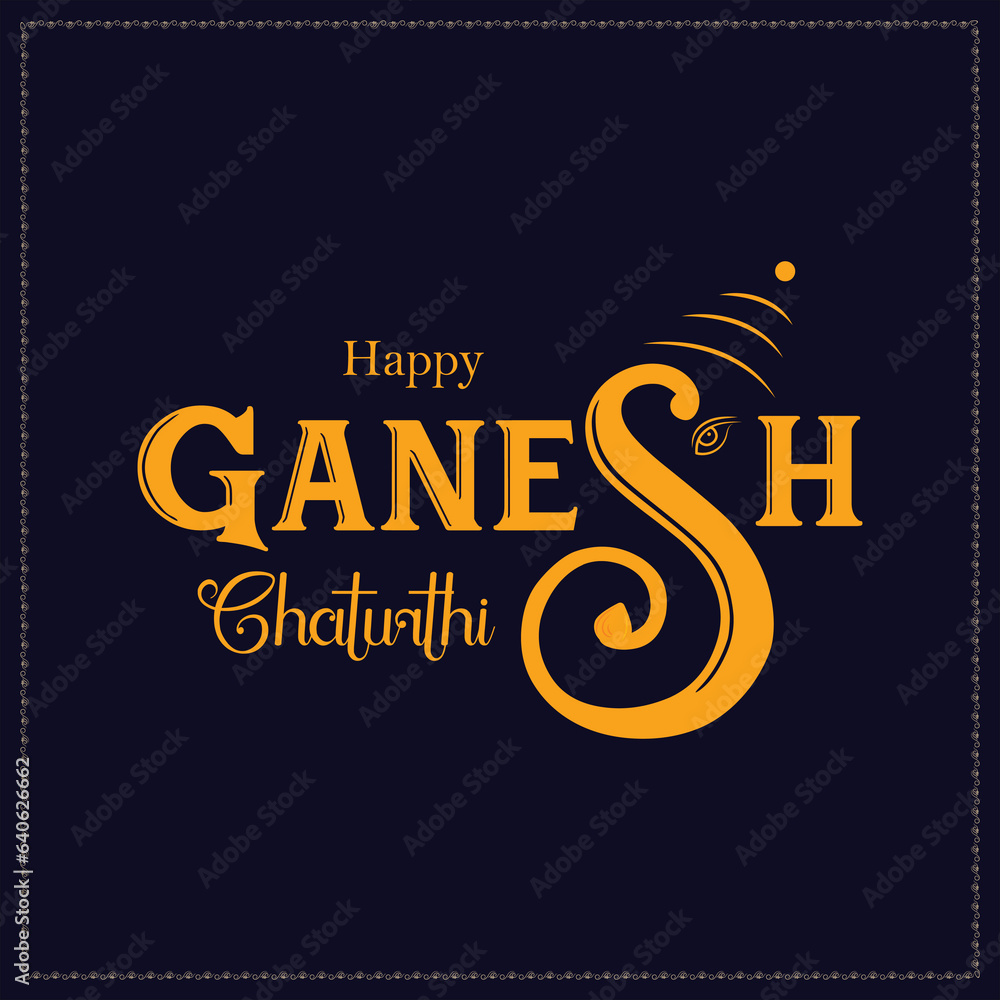Religious Festival Ganesh Chaturthi Template Design Fonts Stock Vector ...
