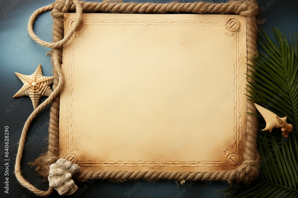 Rustic elegance Nautical rope frames blank paper, adding maritime ...
