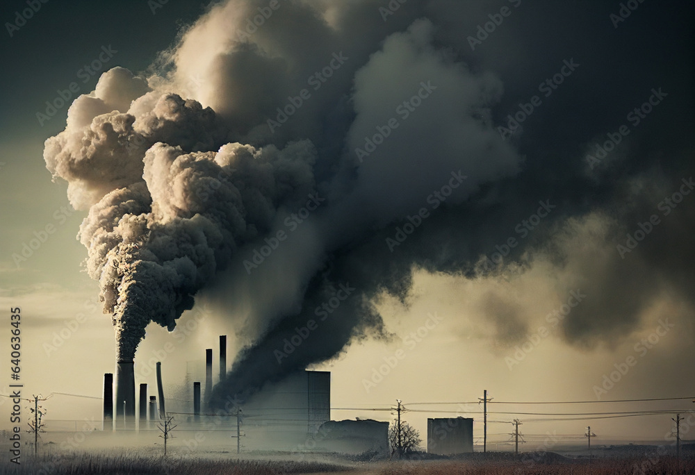 Severe smoke pollution. AI Generated Stock Illustration | Adobe Stock