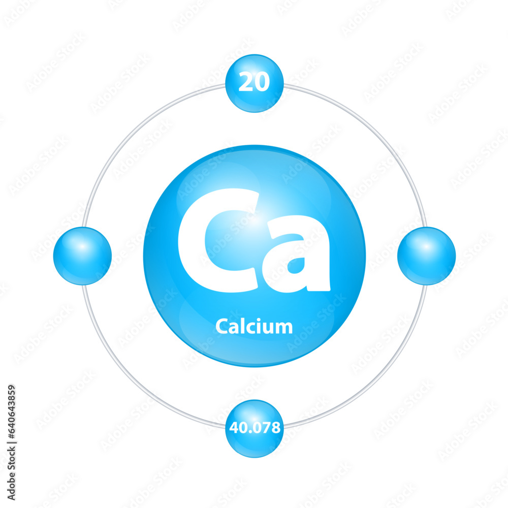 Calcium (Ca) Icon structure chemical element round shape circle light ...