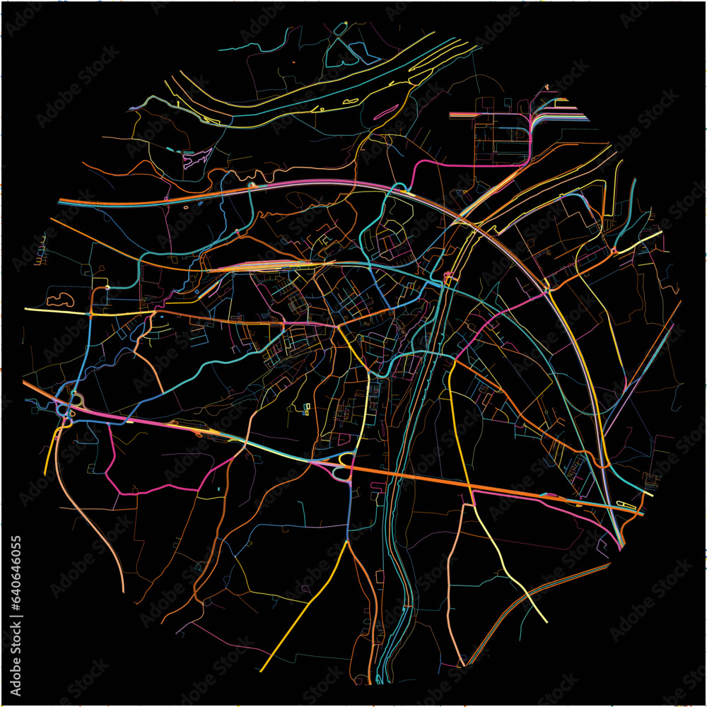 Colorful Map of Enns, Upper Austria with all major and minor roads ...