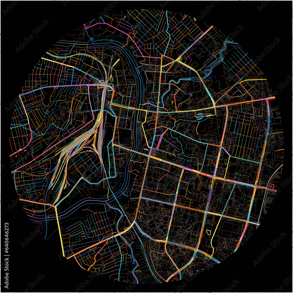 Colorful Map of Vitebsk, Voblasć with all major and minor roads. Stock ...