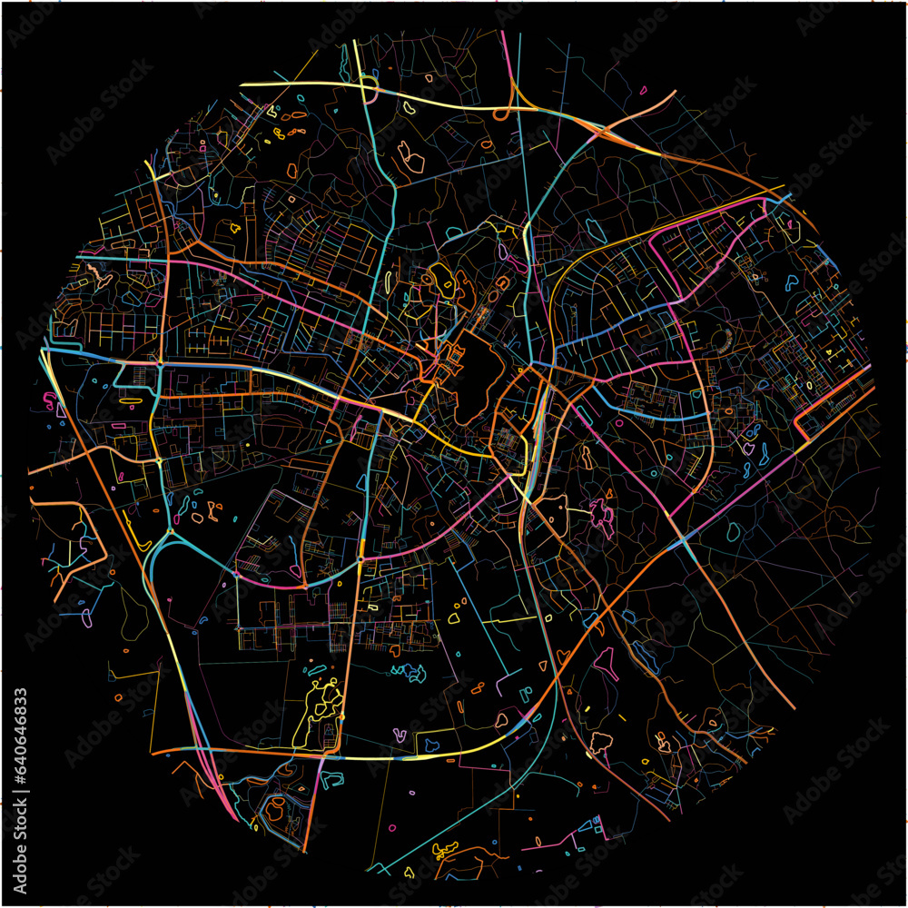 Vetor de Colorful Map of Hillerod with all major and minor roads. do ...