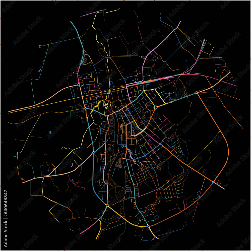 Colorful Map of Rakvere, Lääne-Viru with all major and minor roads ...