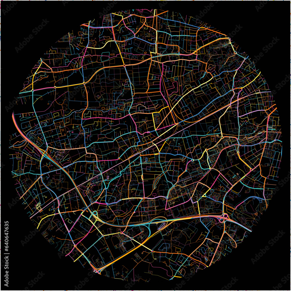Colorful Map of Pessac, Gironde with all major and minor roads. Stock ...